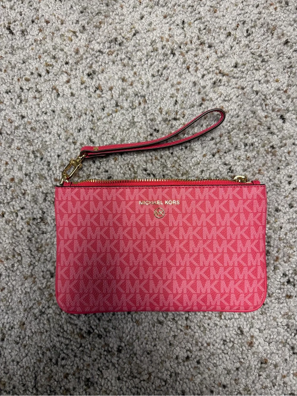 Michael Kors | Bags | Michael Kors Coral Pink Signature Wristlet With ...